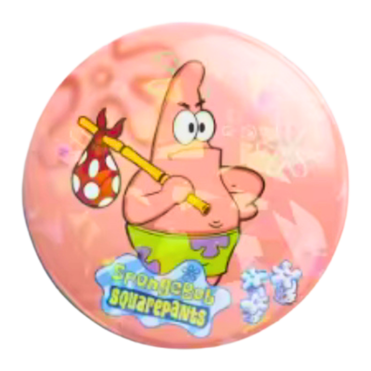 סיכת פטריק מנצנצת בקוטר 58 מ”מ – Patrick Star Glitter Badge — אנימה מרקט